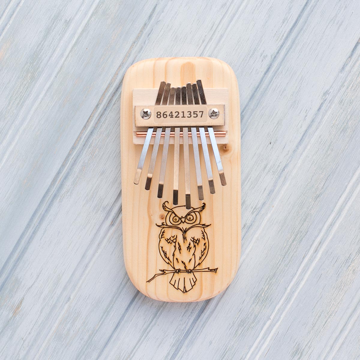 Owl Engraved Thumb Piano - Mountain Melodies